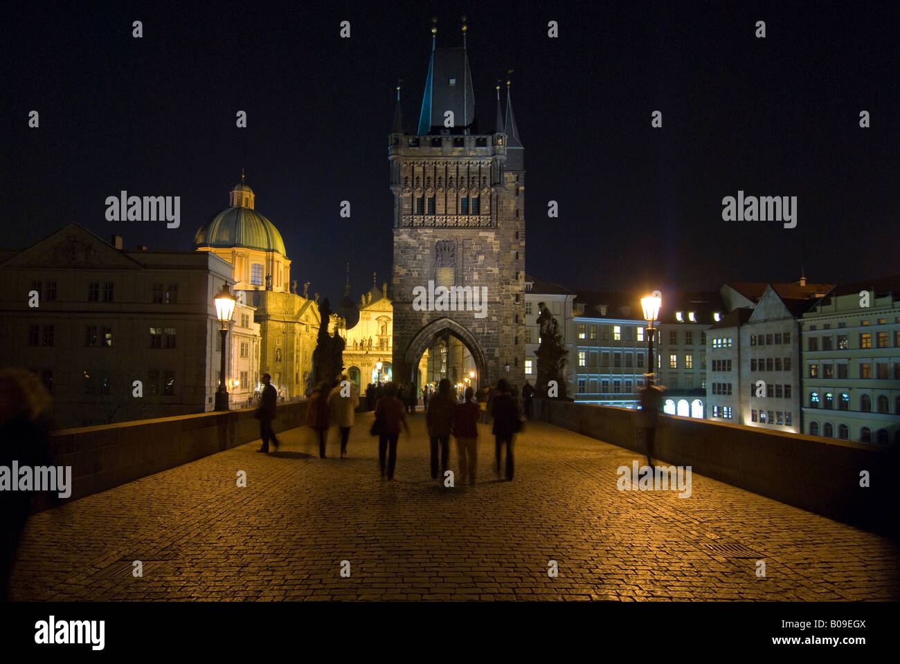 Horizontal wide angle of the gothic Old Town Bridge Tower 'Staromestska ...