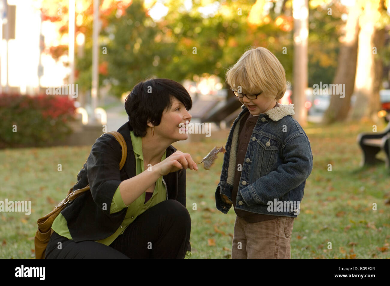 Mother and son discovering nature together Stock Photo - Alamy