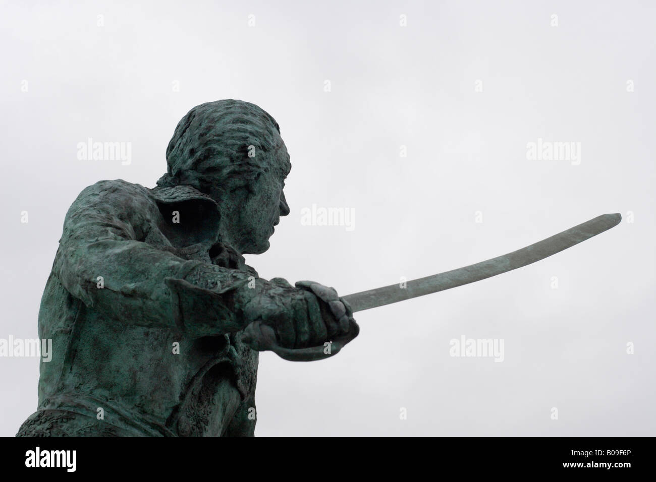 Bronze statue of an 18th century French general brandishing his sword ...
