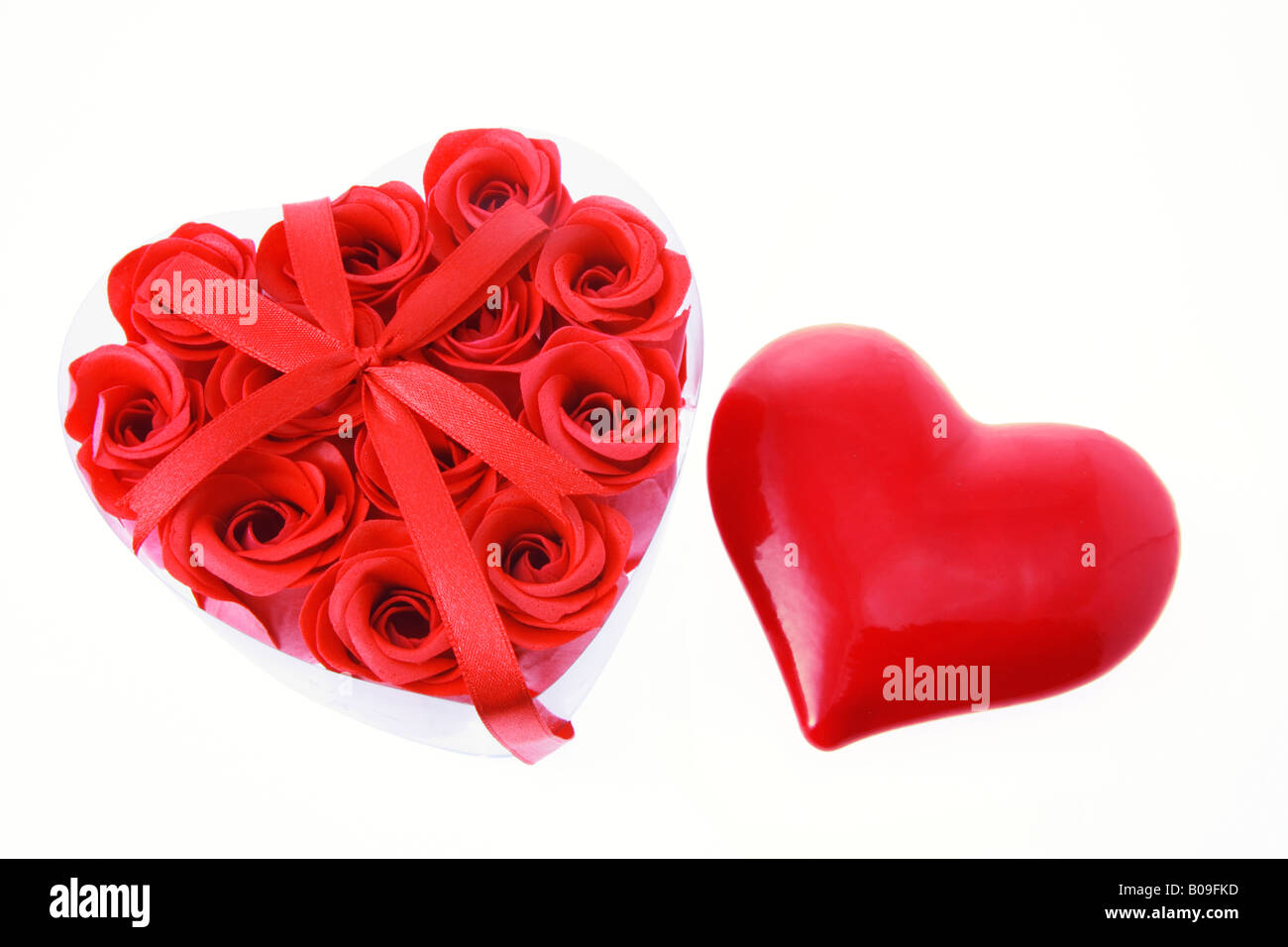 Red Roses and Love Heart Stock Photo - Alamy