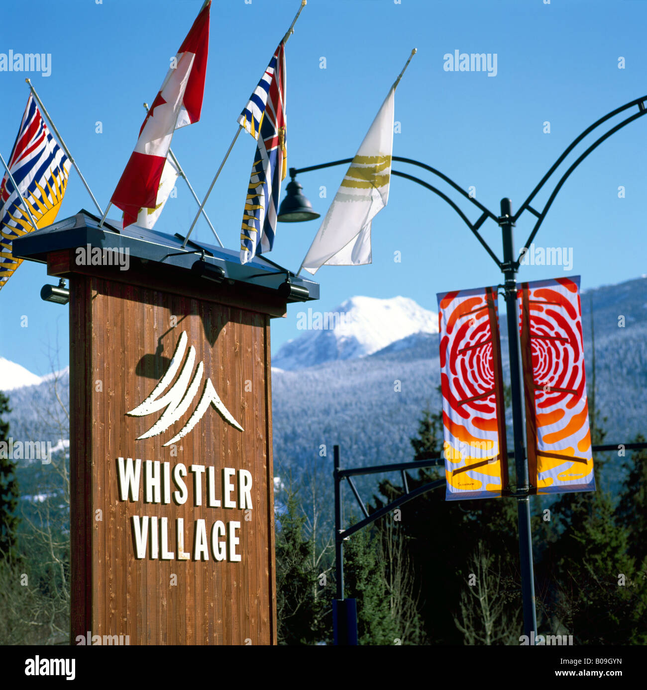 Welcome Sign to Ski Resort Village of Whistler British Columbia Canada ...