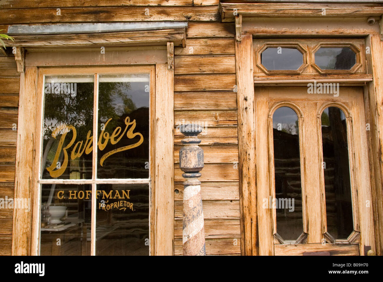barber shop front in ghost town, Montana Stock Photo - Alamy