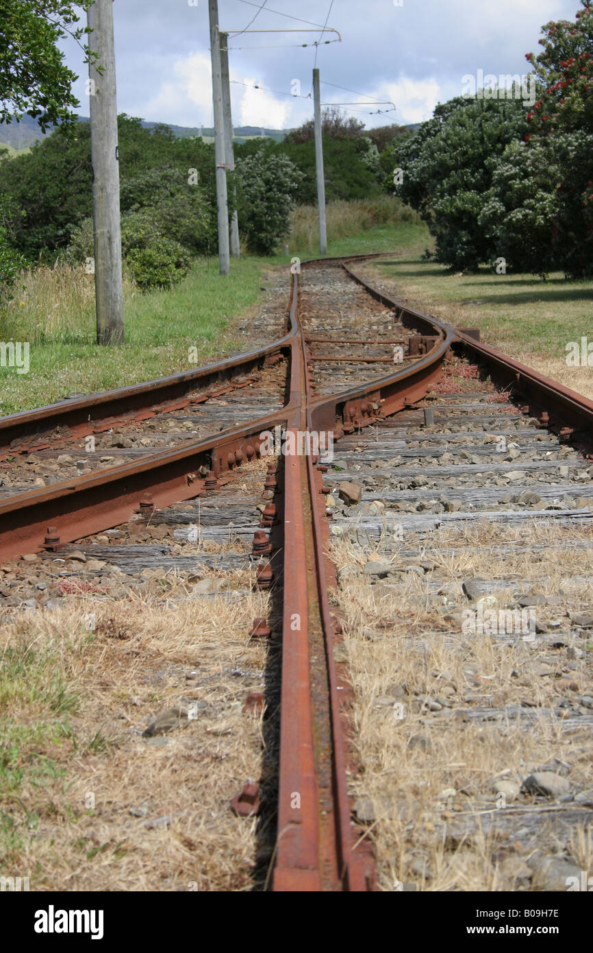 Railway tracks at an intersection Stock Photo - Alamy