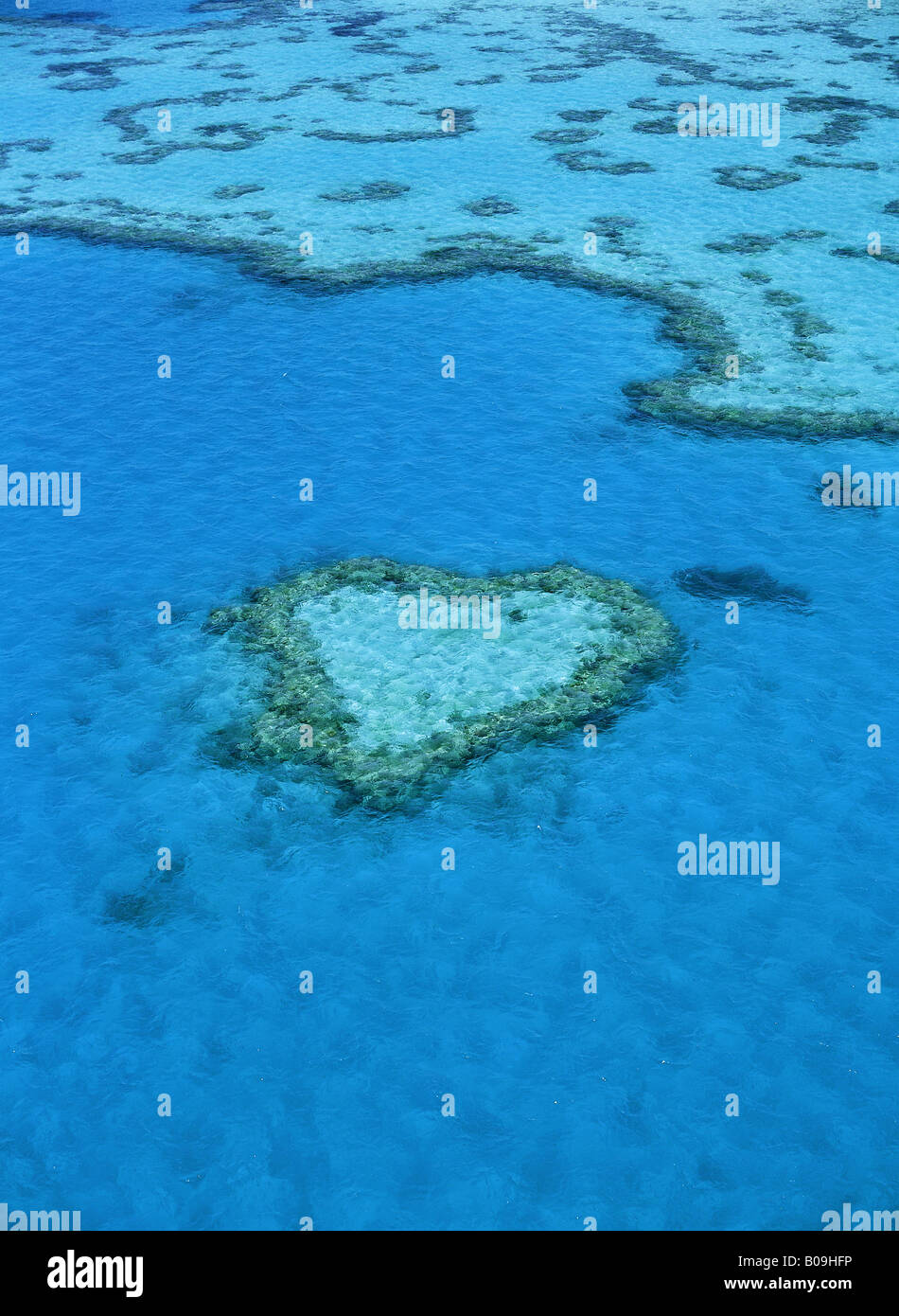Aerial view of Heart Reef in Hardy Reef part of Great Barrier Reef ...