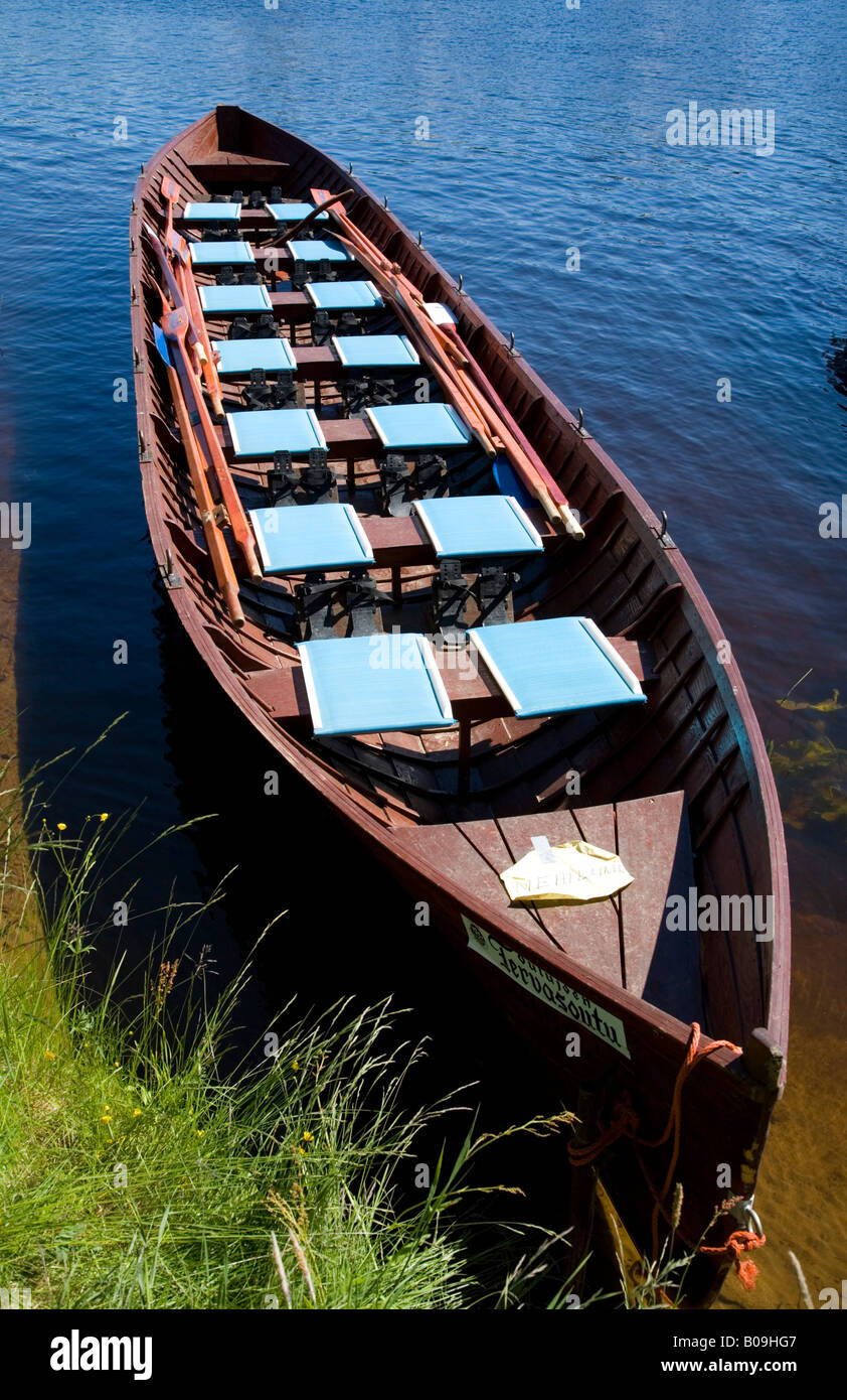Wooden old fashioned boat used in the traditional "Tervasoutu" event ...