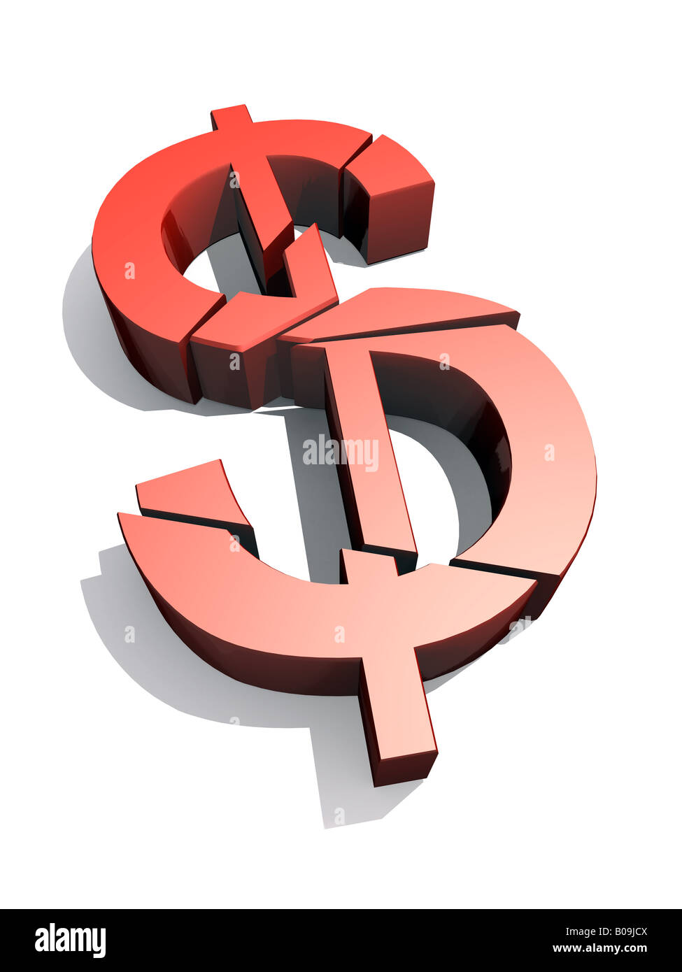 red broken dollar symbol on white background Stock Photo - Alamy