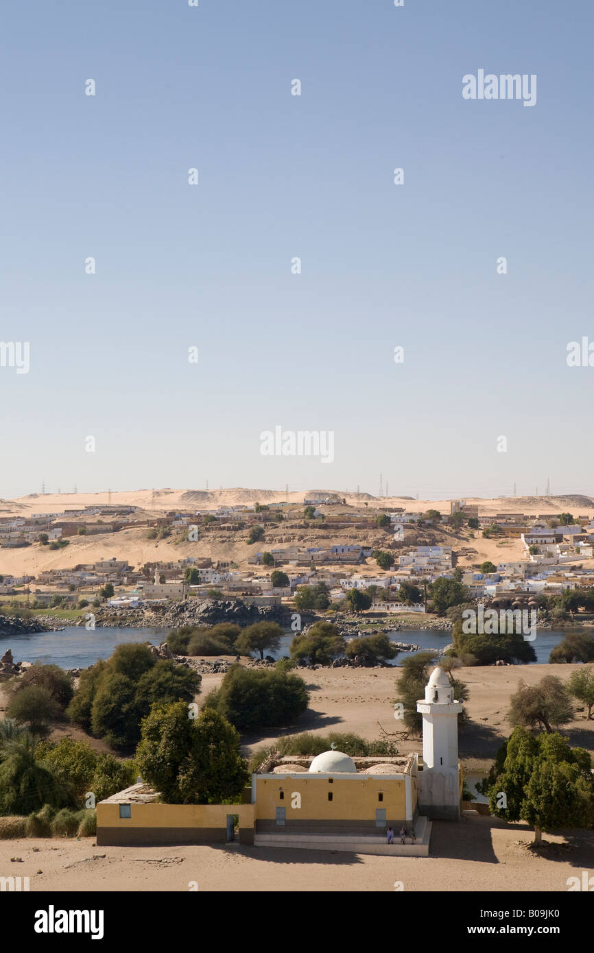 View of Nubian Village mosque on Sehel Island, Aswan, Egypt Stock Photo ...