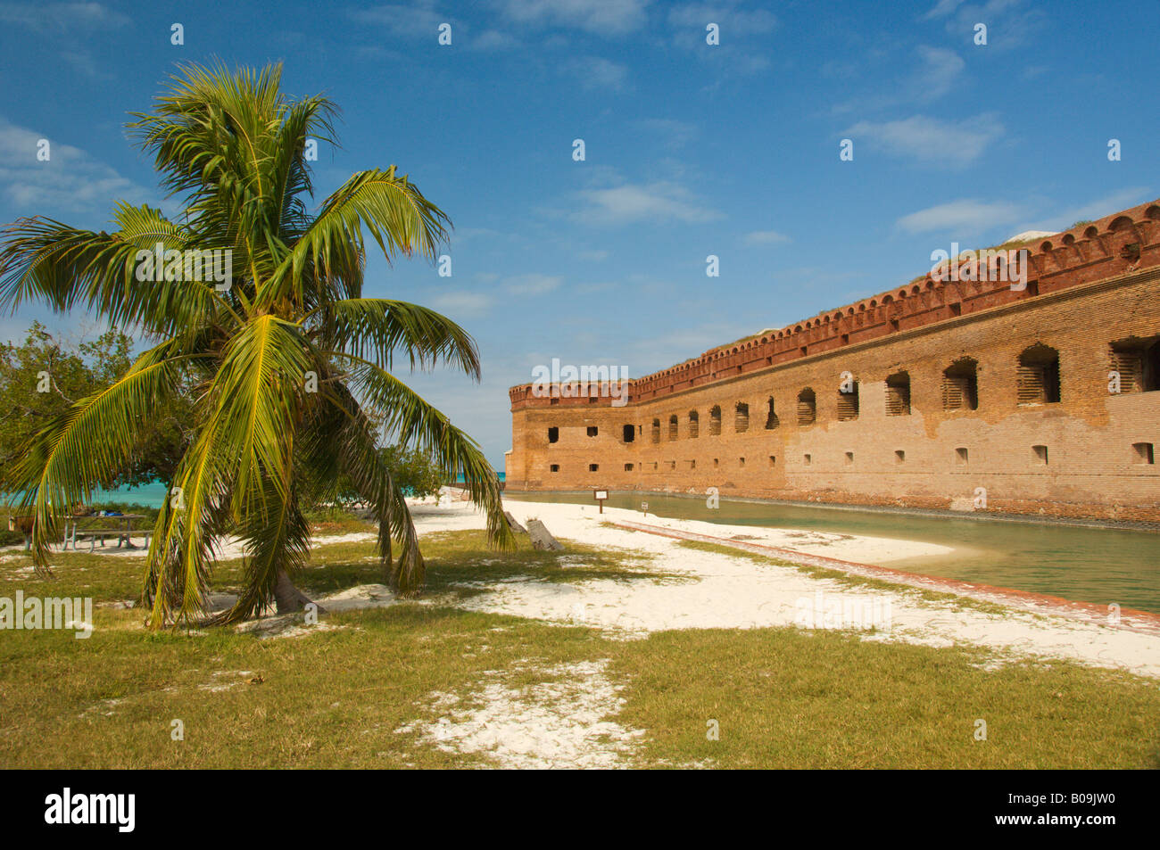 Fortress walls and moat at Fort Jefferson and the Dry Tortugas National ...