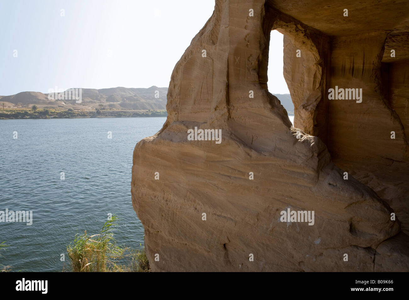 Looking out from a shrine at Gebel Silsilah Quarry across the Nile to ...