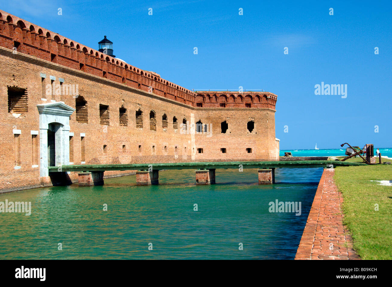 The entrance and moat of Fort Jefferson and the Dry Tortugas National ...