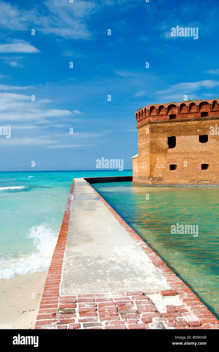 Fortress walls and moat at Fort Jefferson and the Dry Tortugas National ...