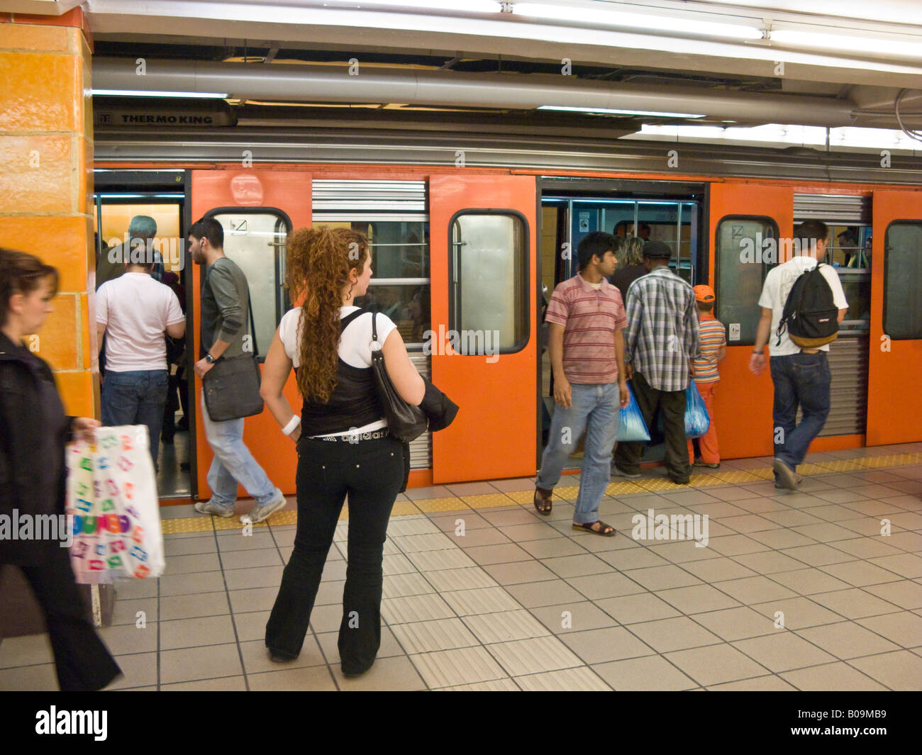 passengers at Athens metro train station Stock Photo - Alamy