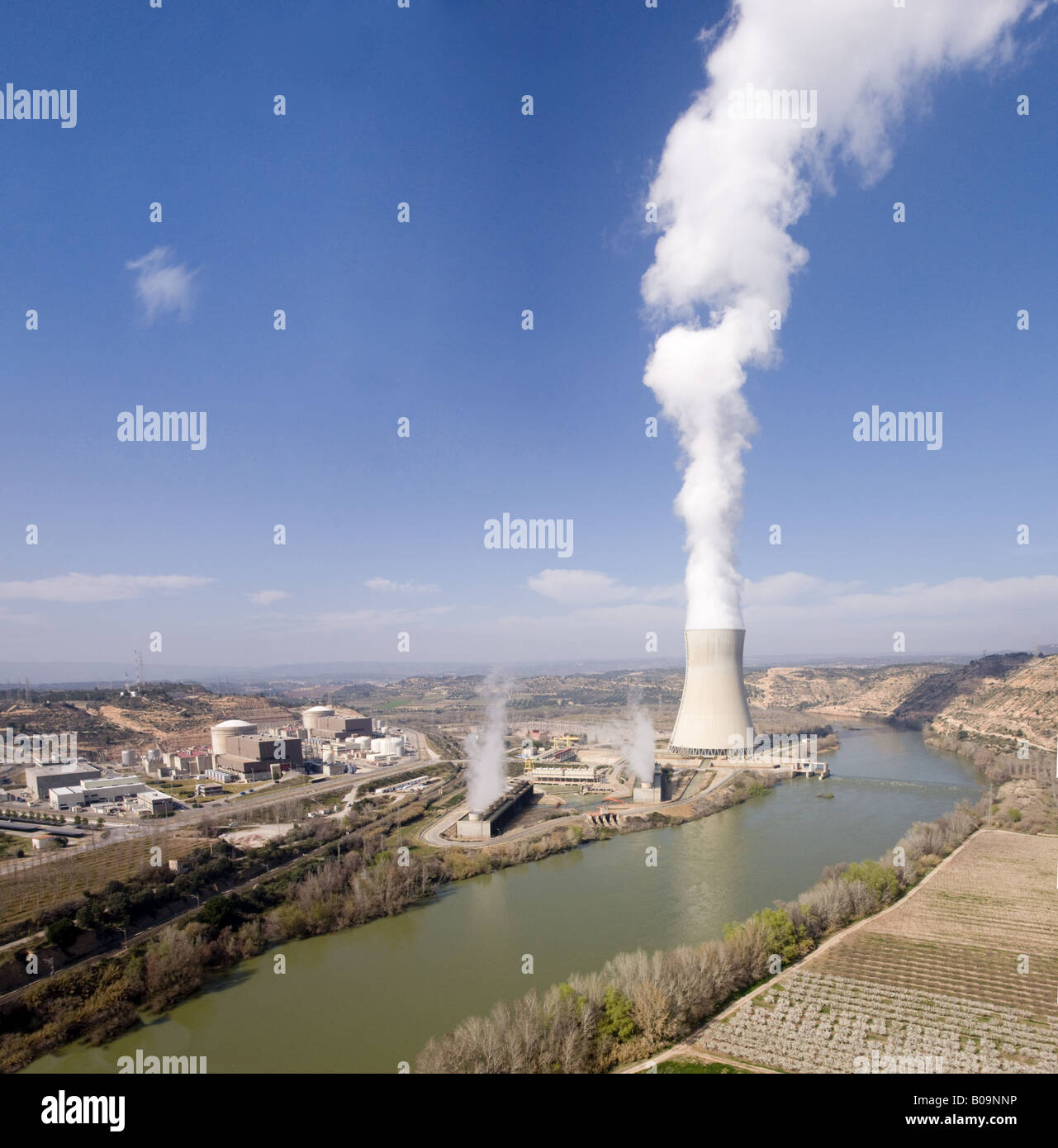 Asco nuclear power plant. Coooling tower Stock Photo - Alamy