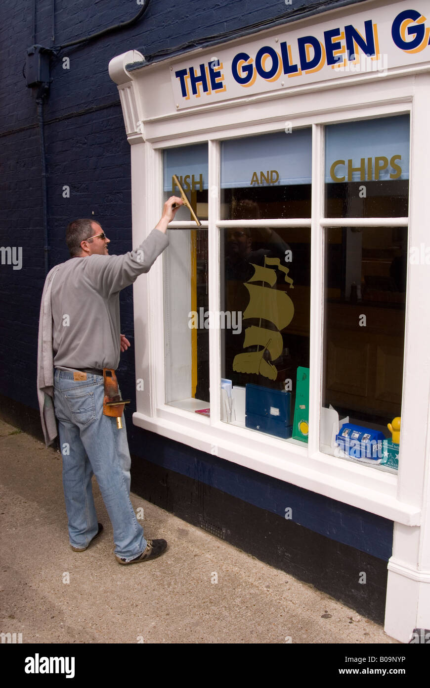 Window Cleaner At Work Stock Photo - Alamy