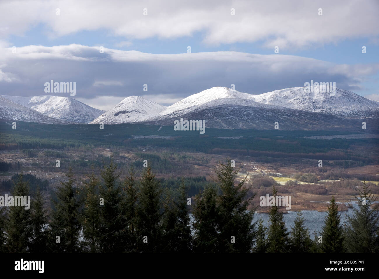 scottish mountain landscape with snow and cloud Stock Photo - Alamy