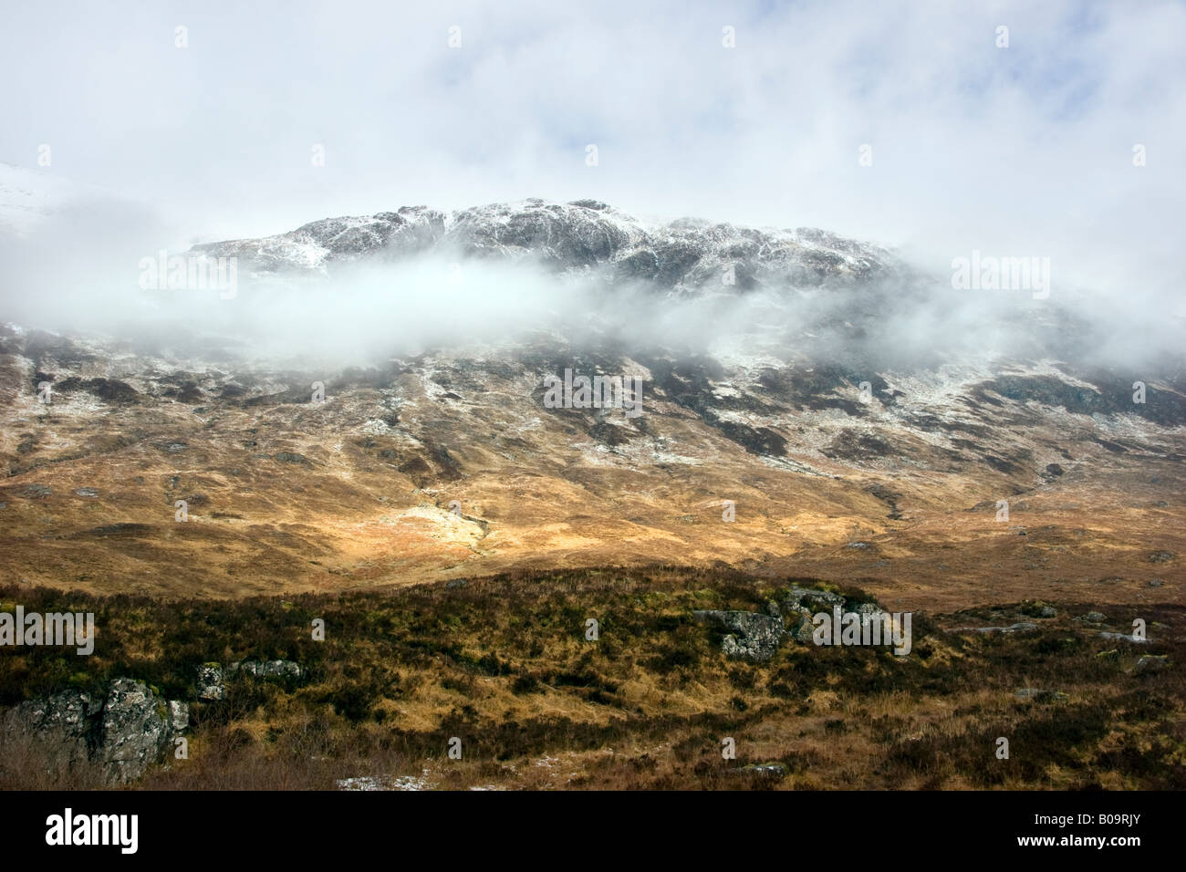 scottish mountain landscape glencoe highland with snow and cloud Stock ...