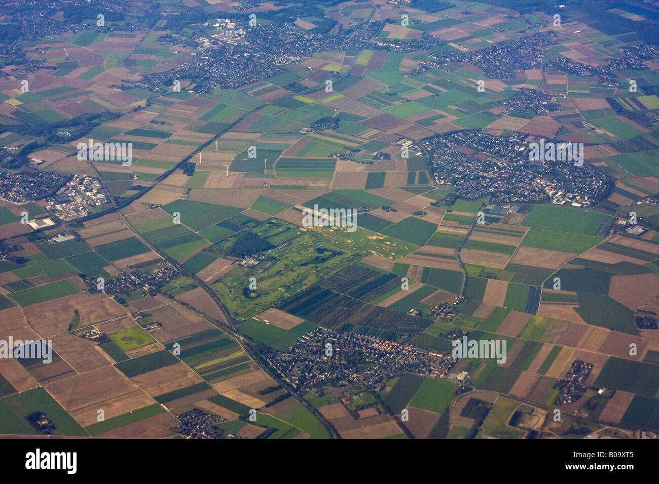 farmland in the lower rhine bight, areal photo, Germany, North Rhine ...