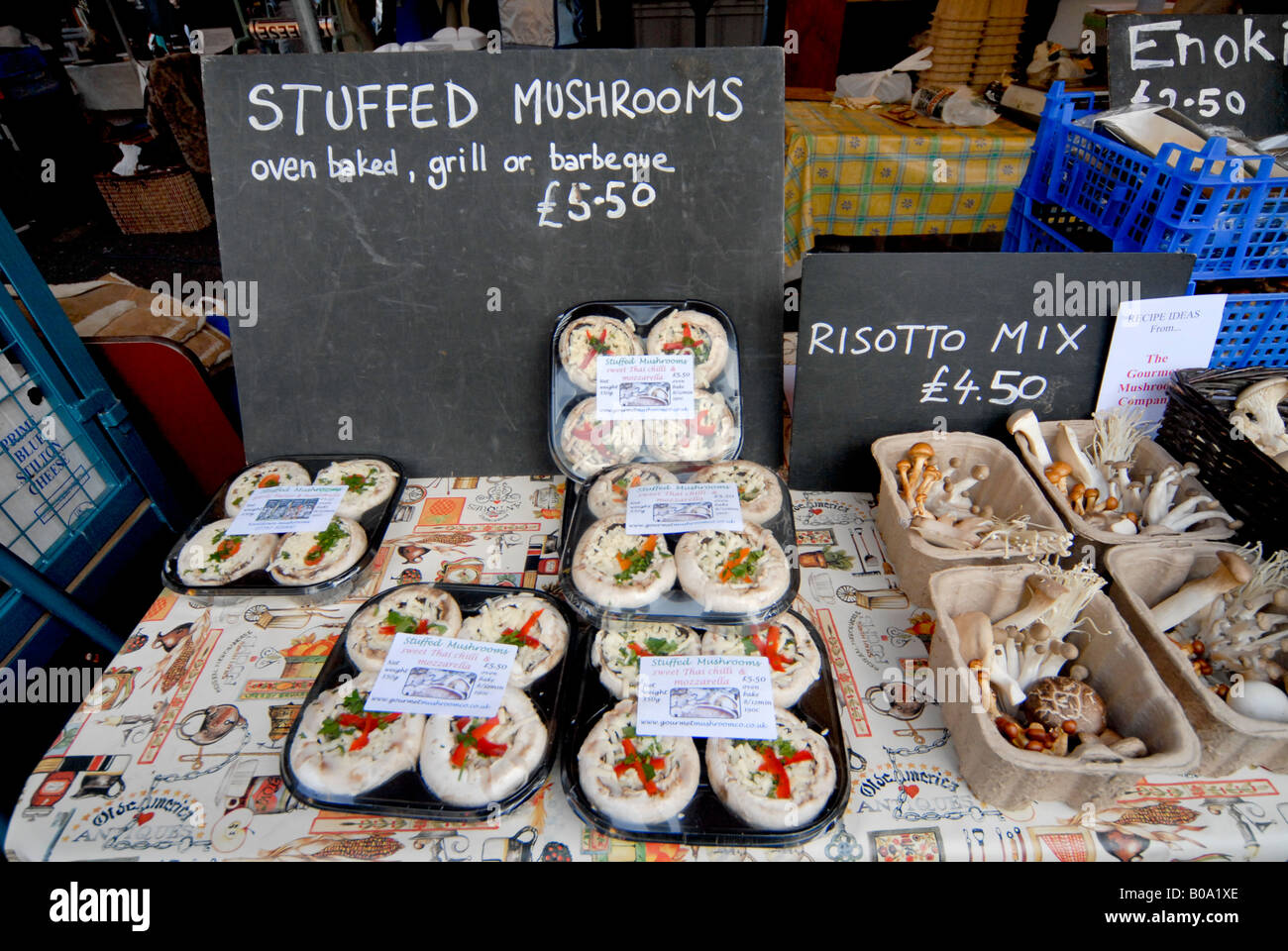STUFFED MUSHROOM STALL Stock Photo - Alamy