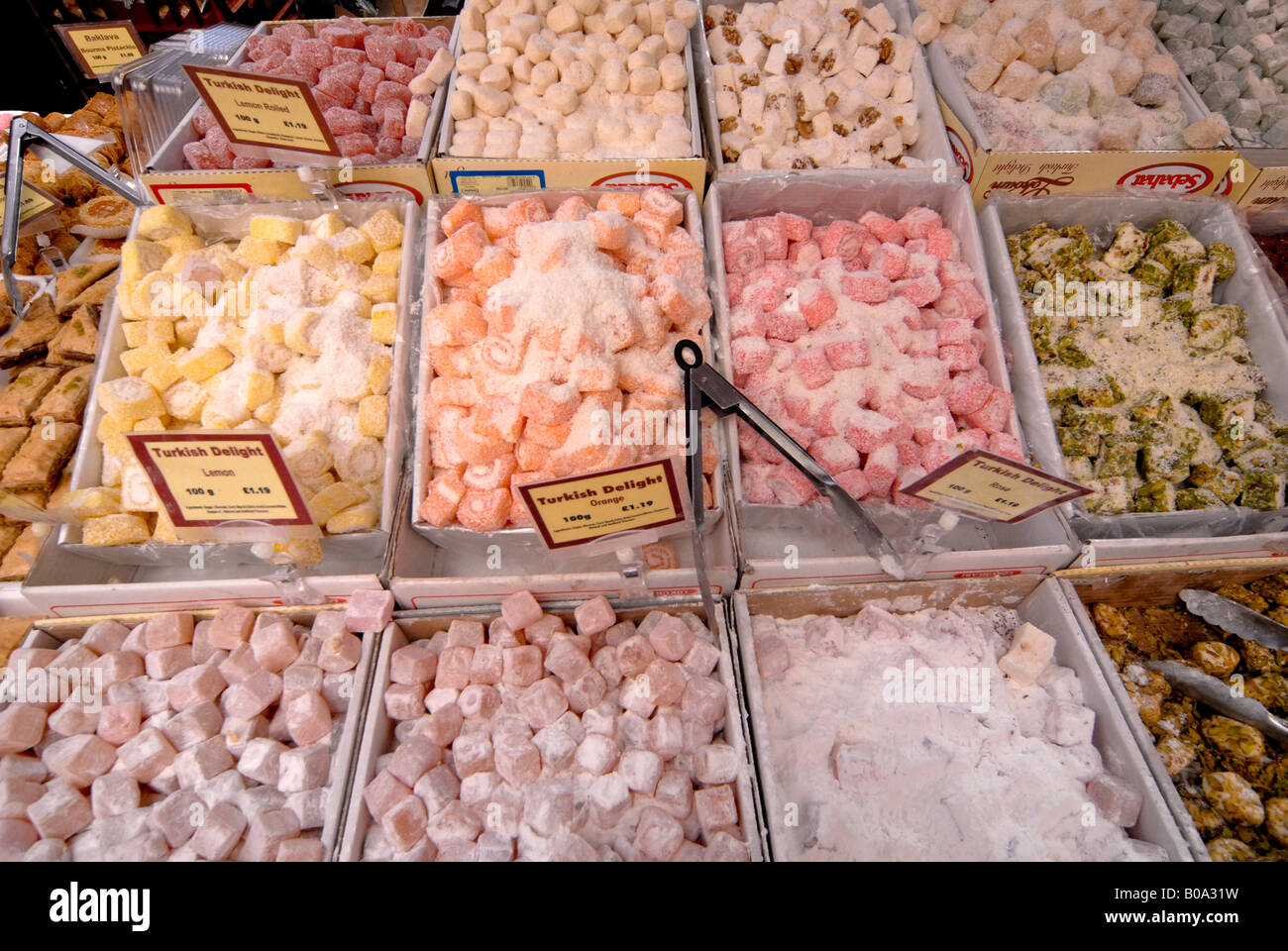 VARIOUS TURKISH DELIGHT IN BOROUGH MARKET Stock Photo - Alamy