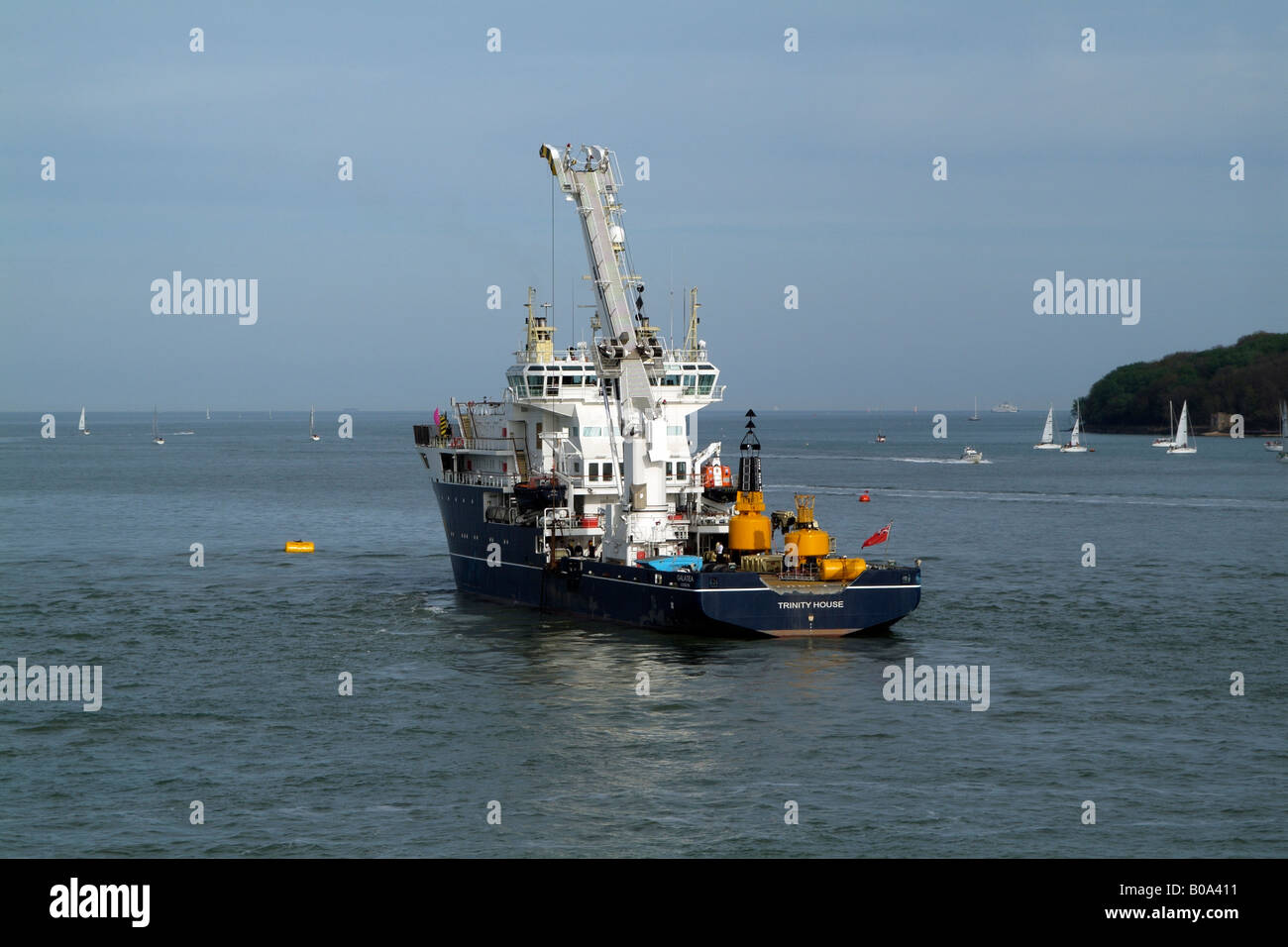 Trinity House ship THV Galatea at Anchor off Cowes Isle of Wight UK ...