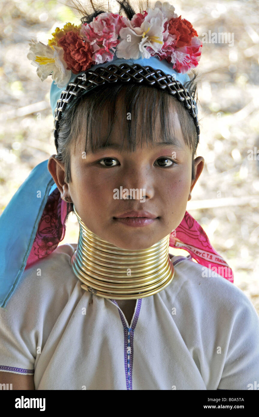 portrait of long-neck girl, Thailand Stock Photo - Alamy
