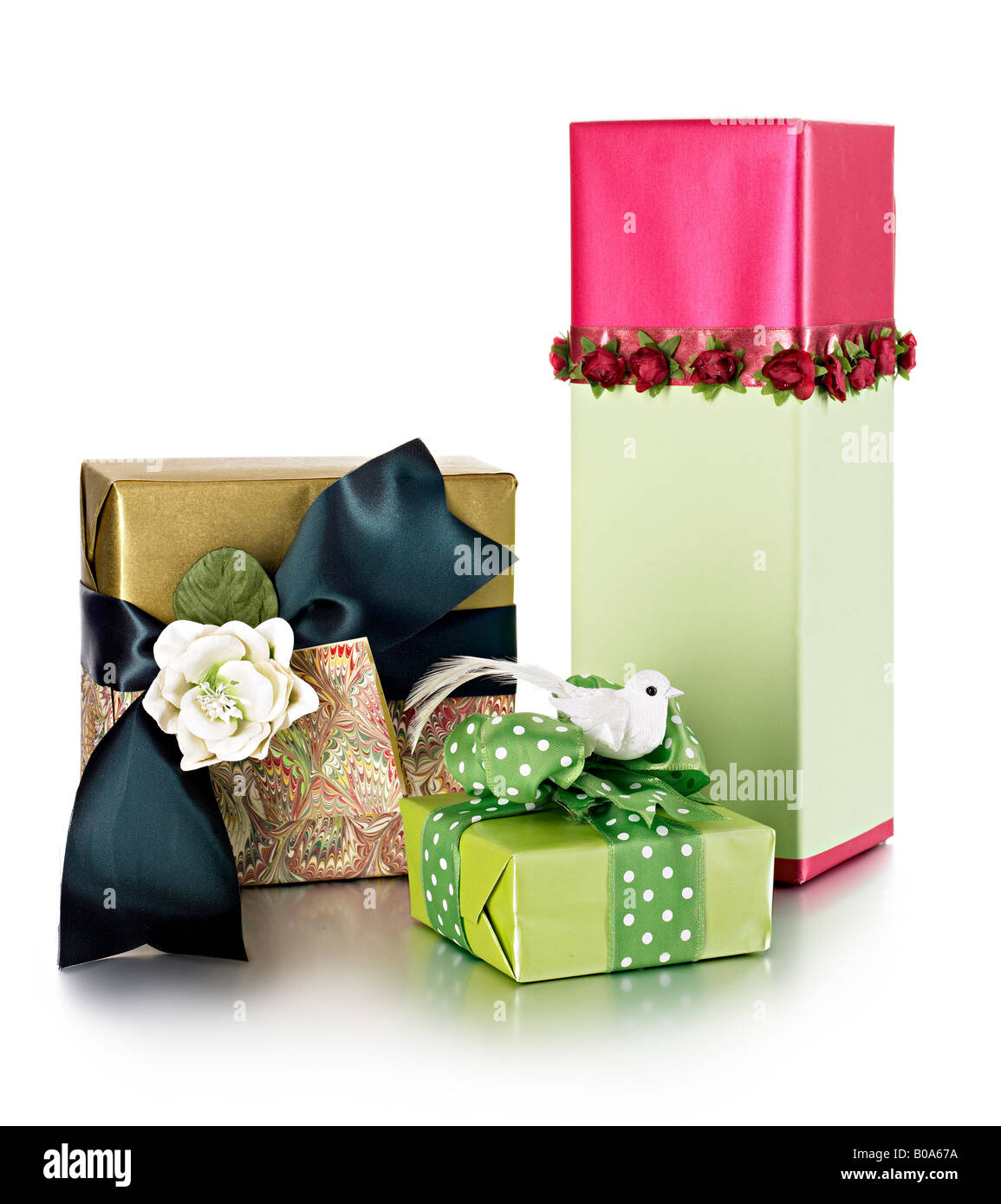 wrapped present pile stack Stock Photo - Alamy