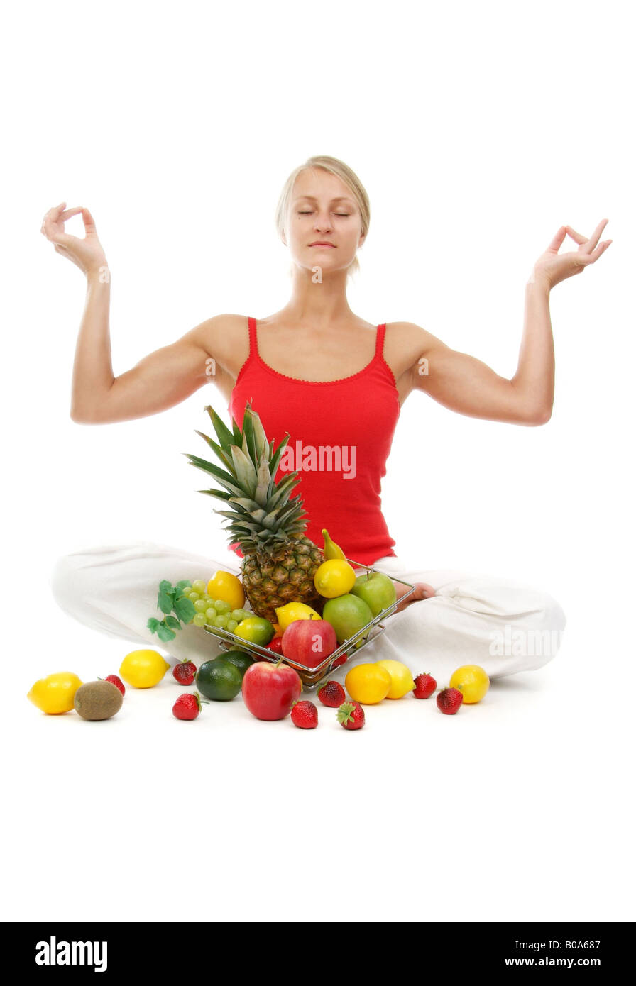 healthy lifestyle with fruits and yoga Stock Photo - Alamy