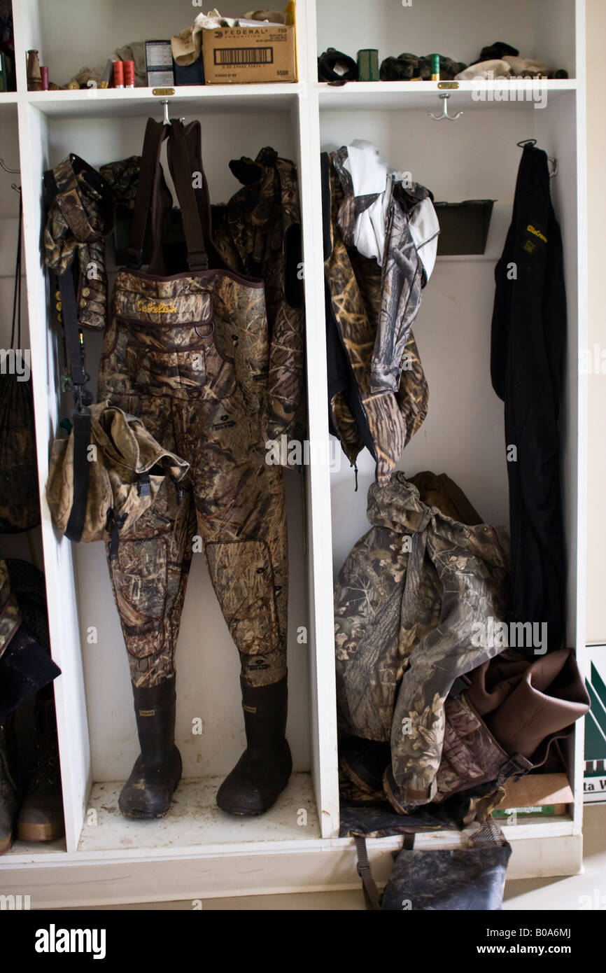 Locker at hunting lodge Stock Photo - Alamy