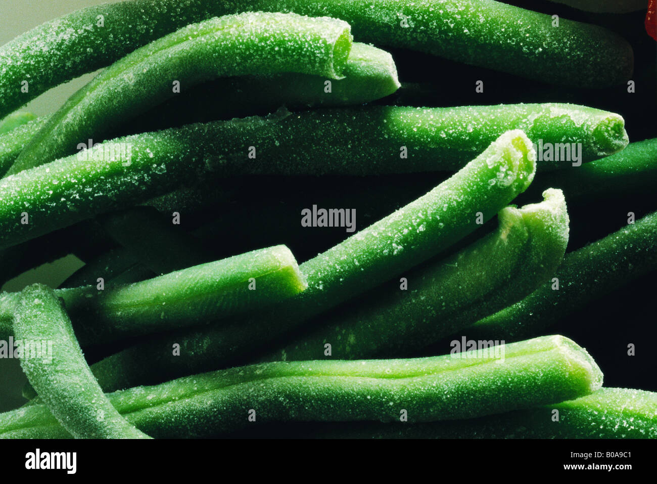 Frozen green beans, extreme close-up, full frame Stock Photo - Alamy