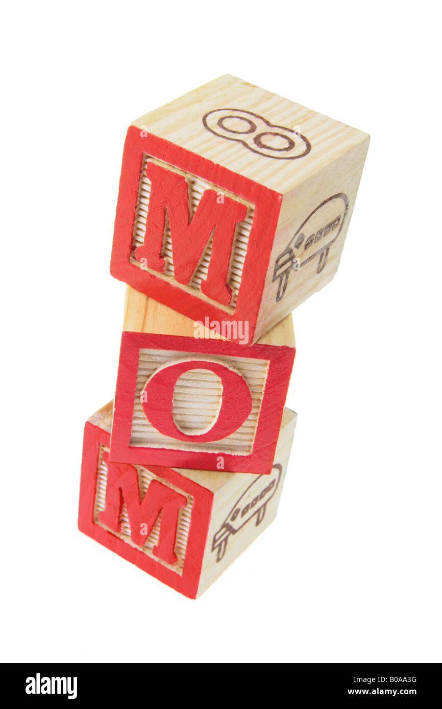 Alphabet Blocks - Mom Stock Photo - Alamy