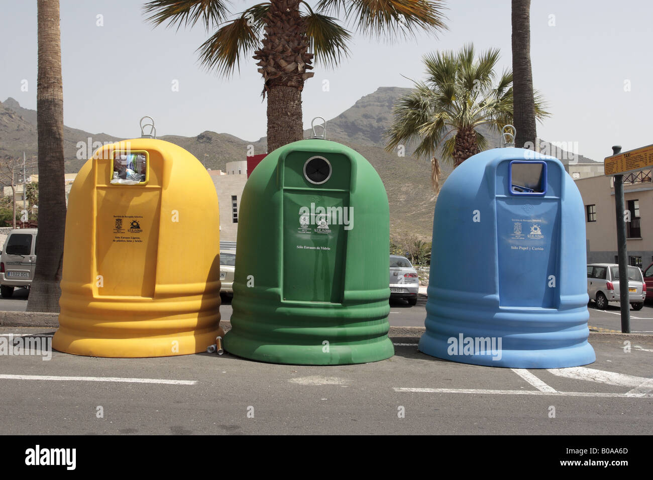 Containers for depositing recyclable waste yellow for plastic and brik ...