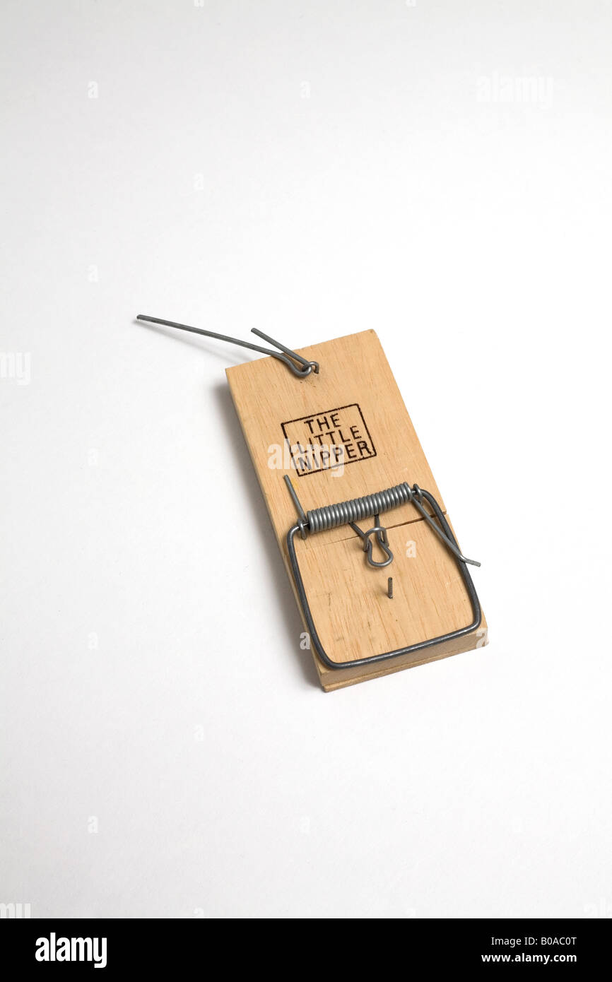 wooden mouse trap on white backdrop Stock Photo - Alamy