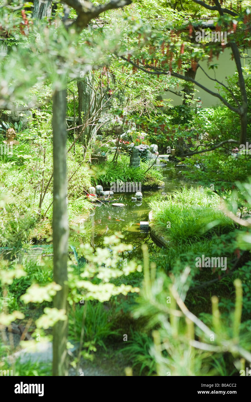 Stream in Japanese garden Stock Photo - Alamy