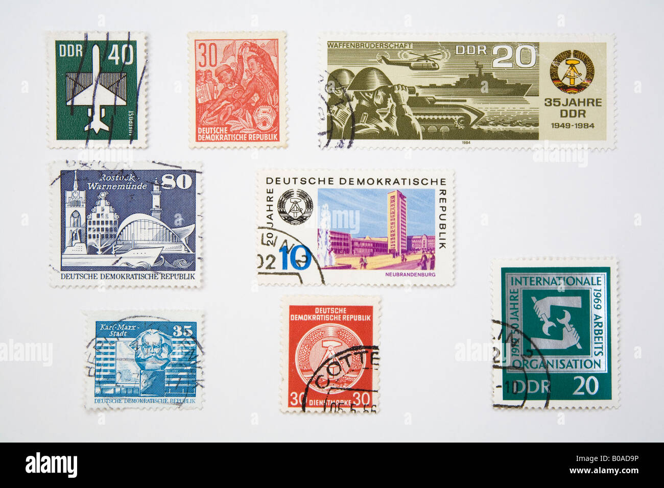 selection of 1970s and 1980s era stamps from the former DDR or East ...