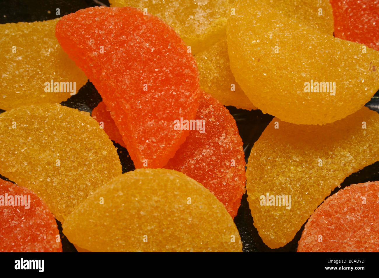 Close ups of candy shaped like orange and lemon segments Stock Photo ...