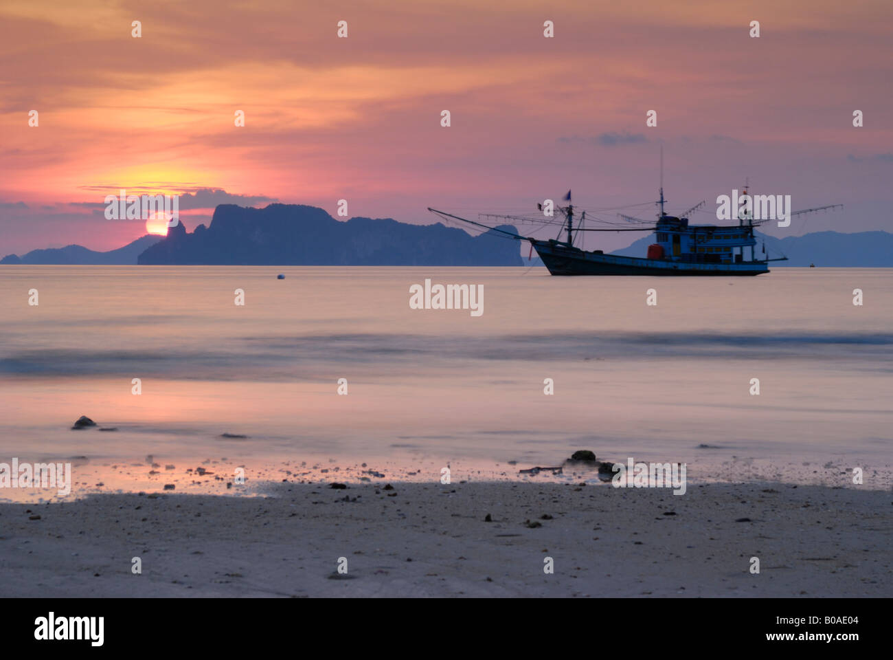 Sunset at Klong muang beach, Krabi, Thailand Stock Photo - Alamy