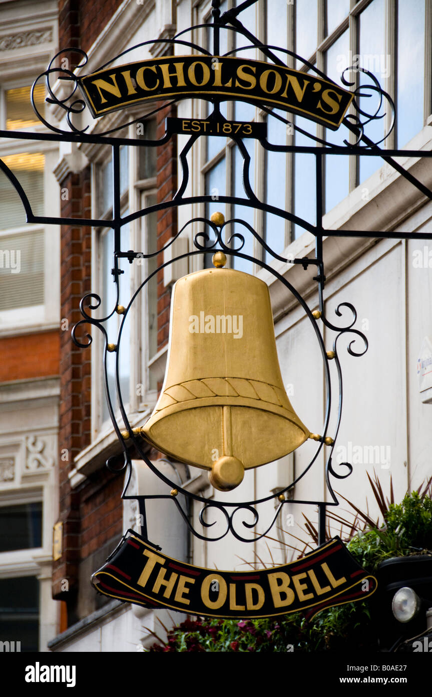 The Old Bell, a pub sign in London, England Stock Photo - Alamy