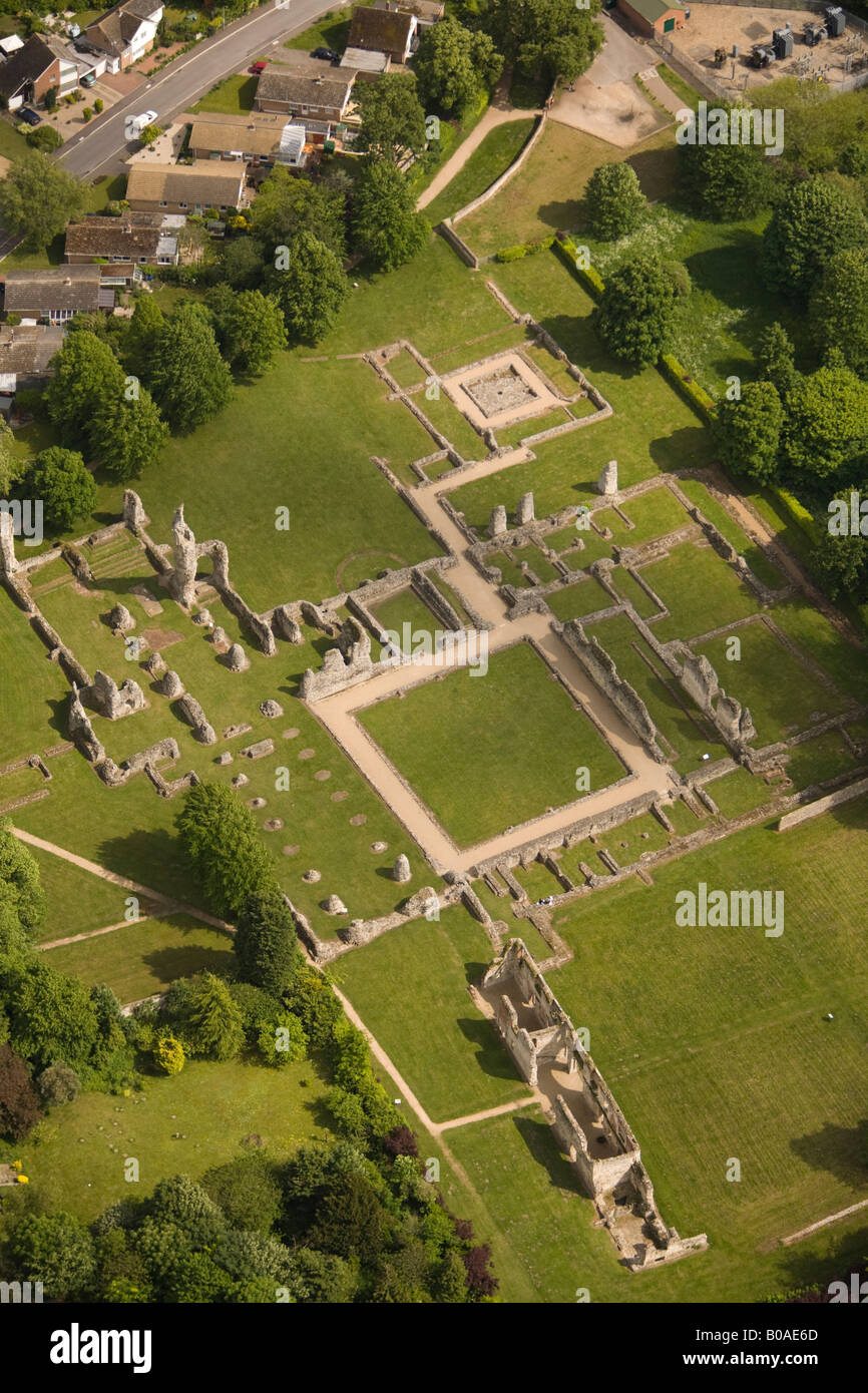 aerial view of Cluniac Priory founded 1103, Thetford, Norfolk East ...