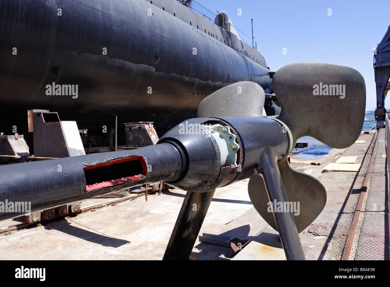 Propeller of decommissioned submarine, the HMAS Ovens, on display at ...