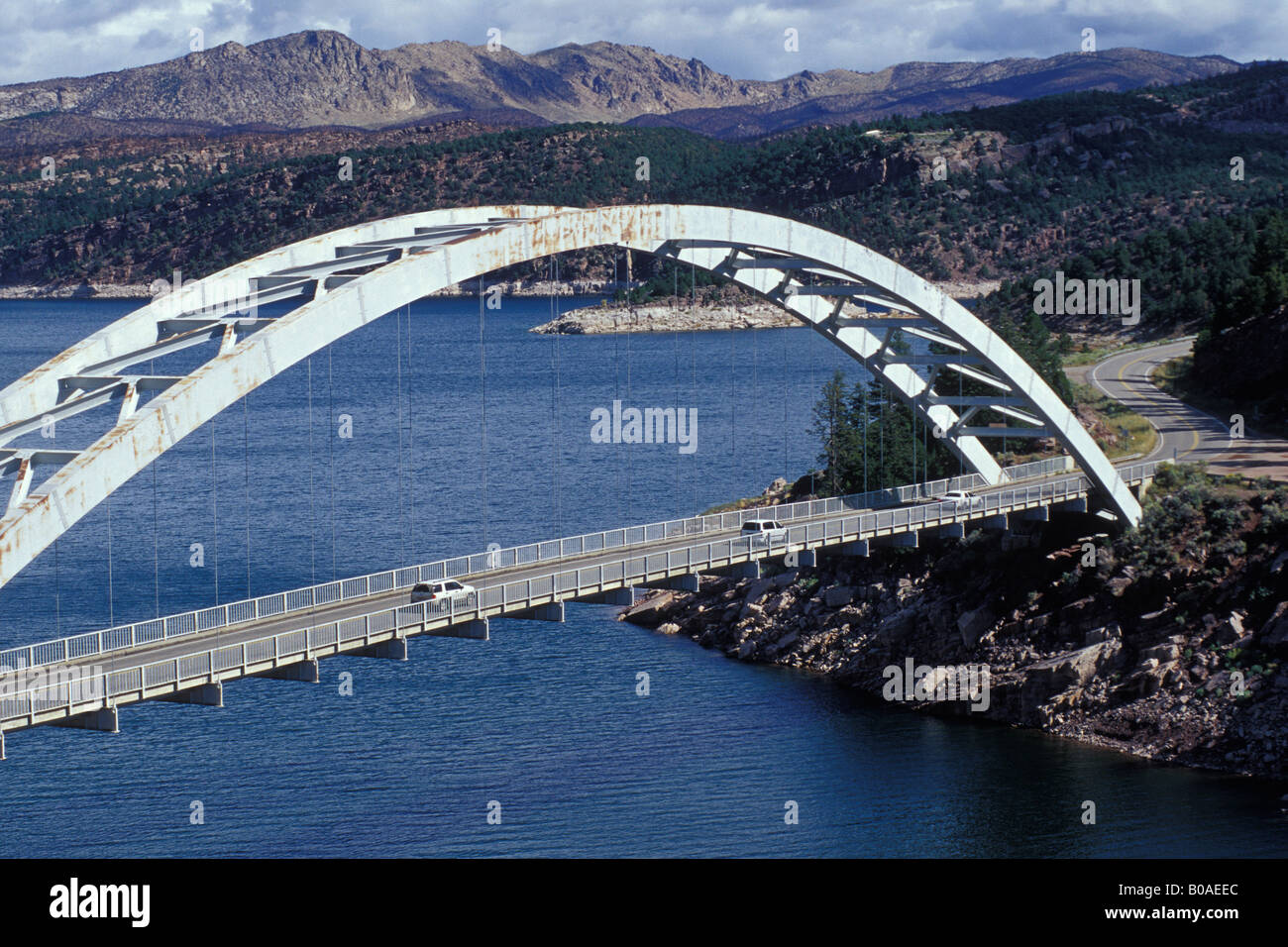 Cart Creek Bridge and Flaming Gorge Reservoir, Dutch John, Utah Stock ...