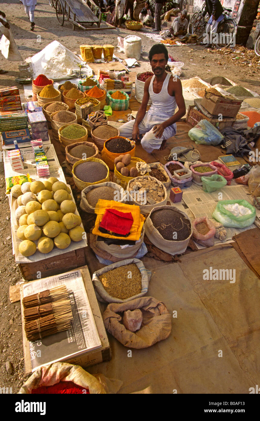 India West Bengal Madarihat weekend market grain and pulse stall Stock ...
