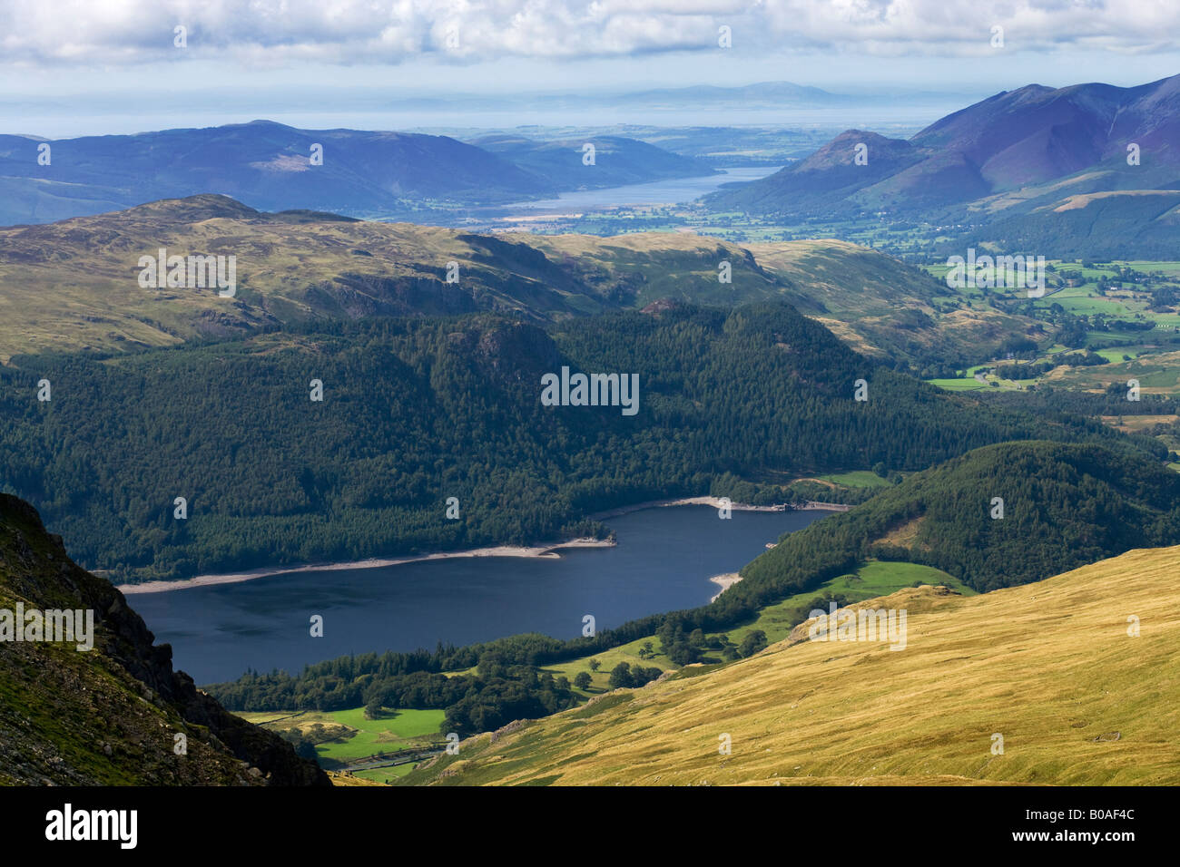 Helvellyn Summit Looking Down Over Thirlmere Reservoir On The Far ...