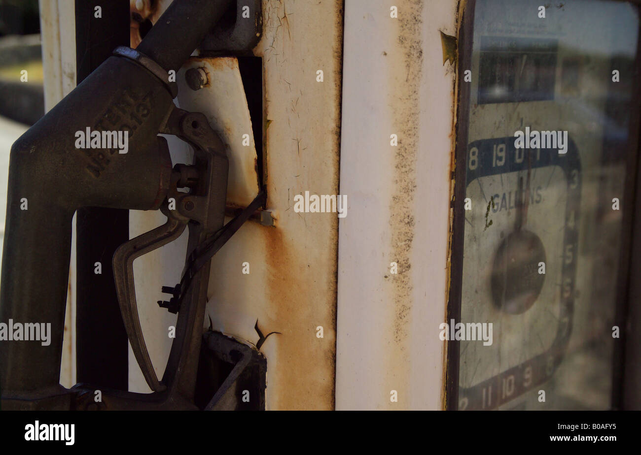 Close up of handle and dial of old and rusty petrol pump Stock Photo ...