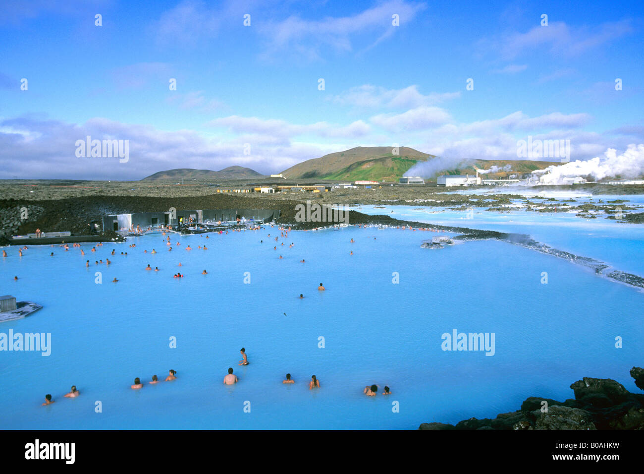 Blue Lagoon Geothermal Spa Pool in summer in day daylight sun sunshine ...