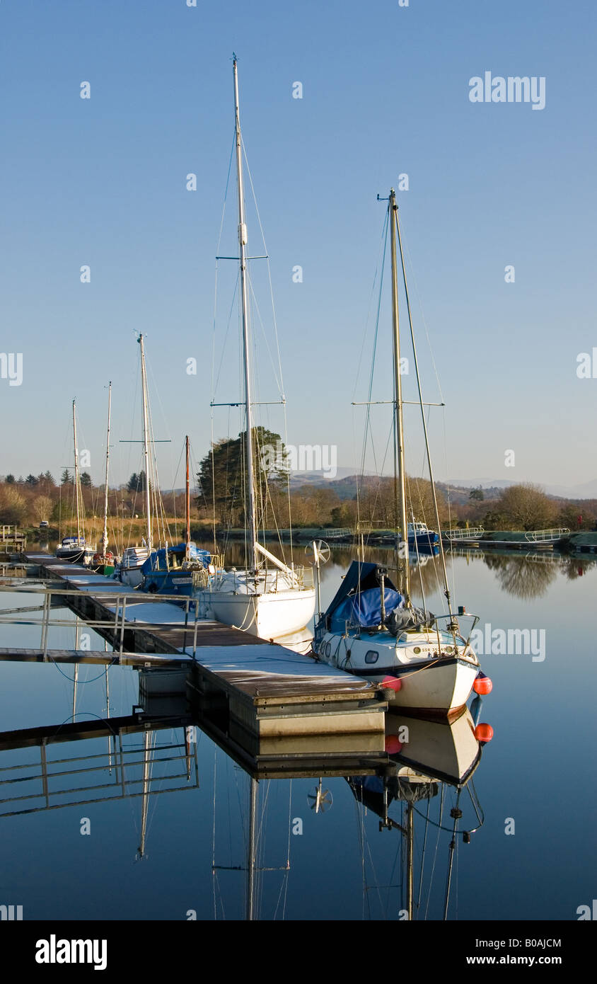 Yachts moored in the Caledonian Canal at Banavie Stock Photo - Alamy