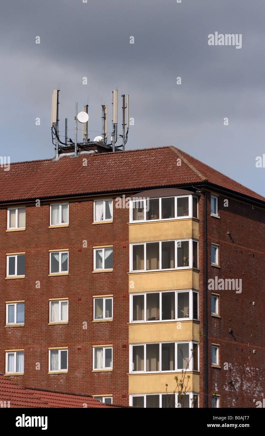 "unsightly telecommunications ariel on a housing estate in the UK Stock ...