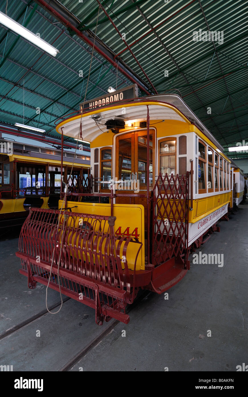 Lisbon Portugal Vintage trams on display at the Carris Tram Museum ...