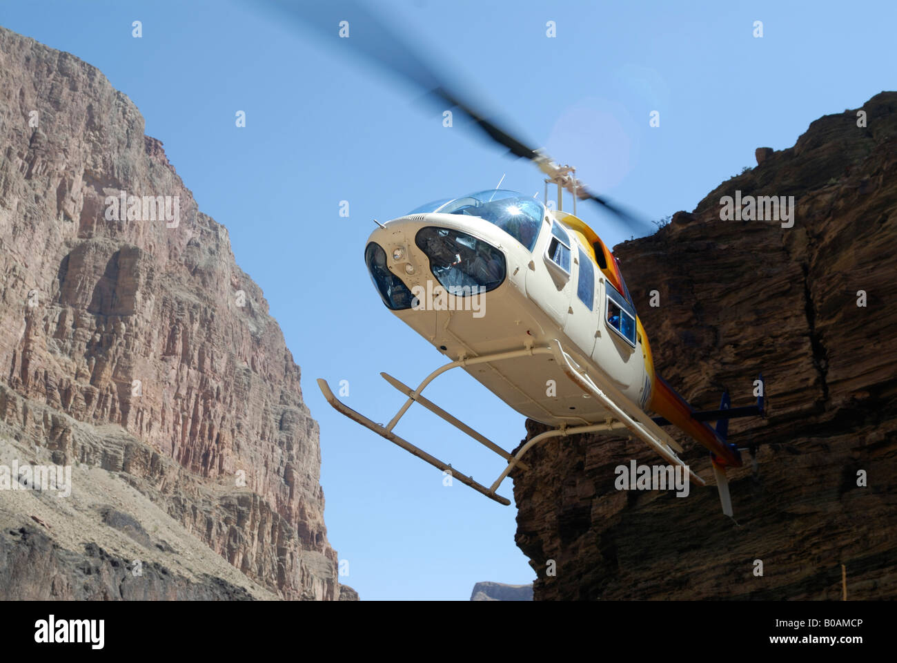Helicopter flying tourists out from the Grand Canyon Arizona USA Stock ...