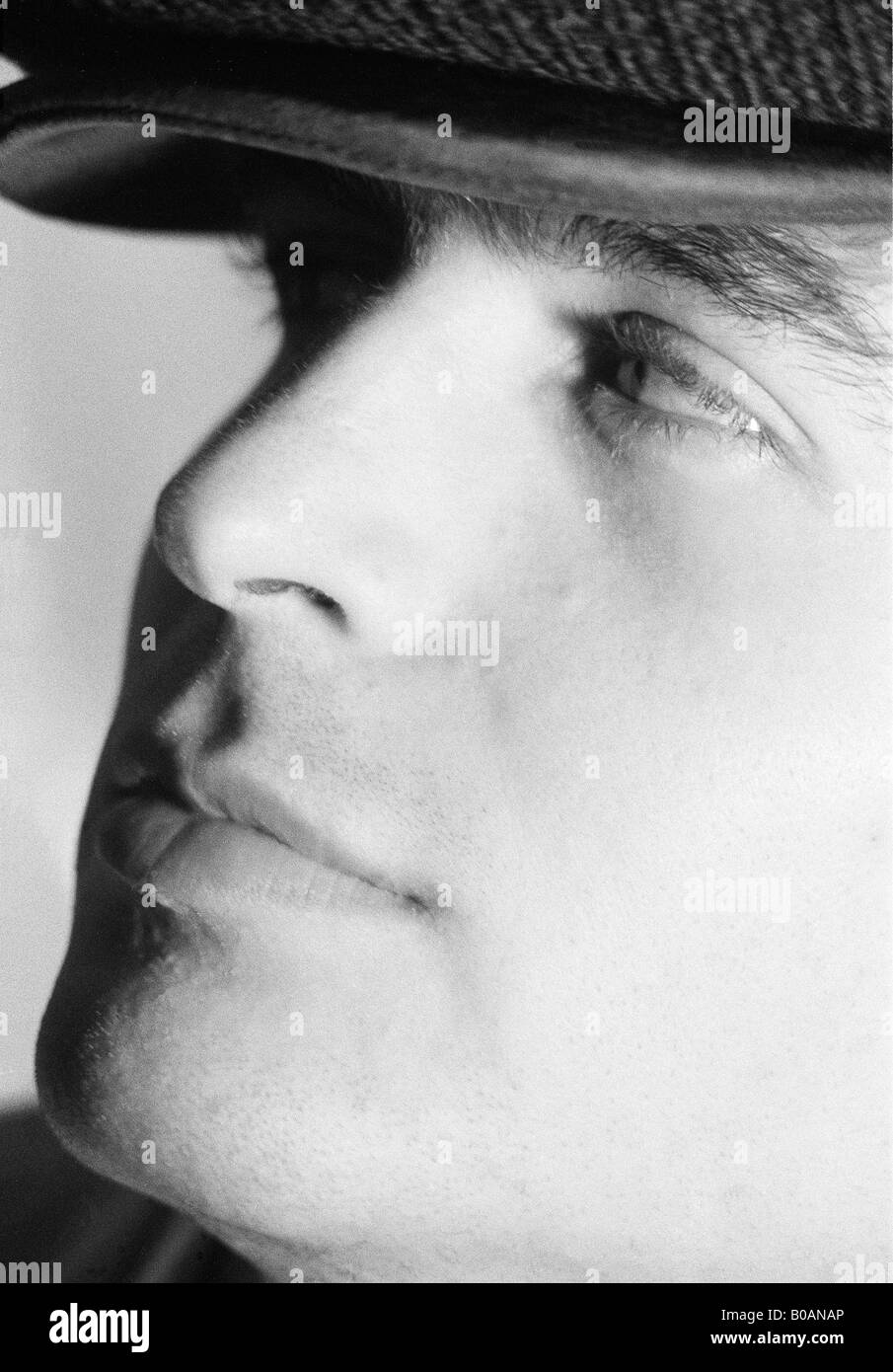 Portrait of young man close up. Black and white Stock Photo - Alamy