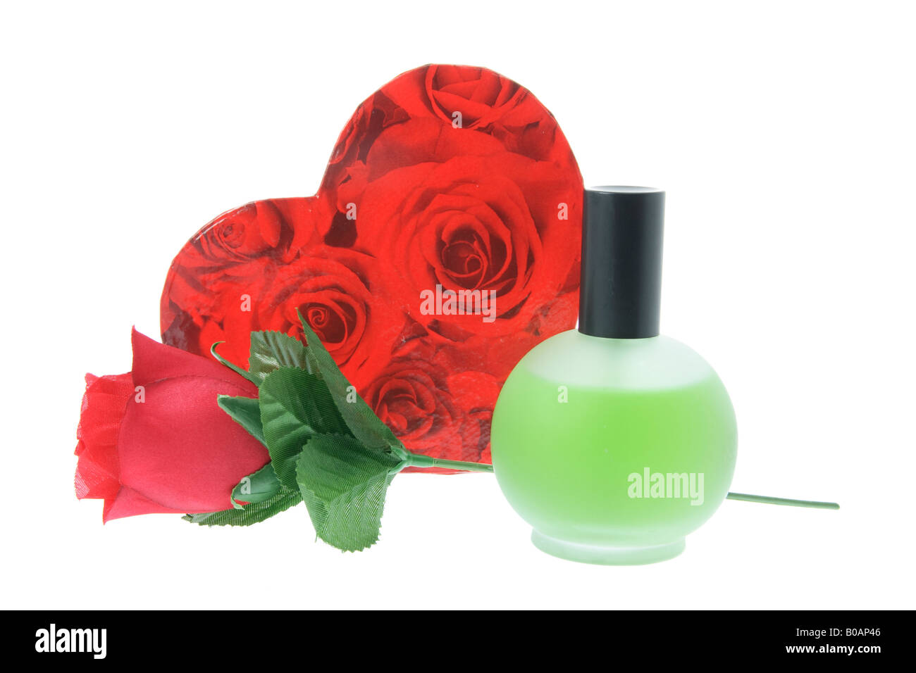Perfume Bottle and Red Rose with Gift Box Stock Photo - Alamy
